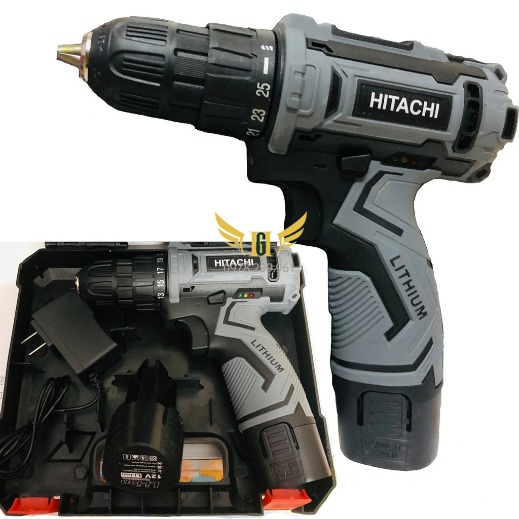 Máy Khoan Pin HITACHI 12V, Bắn Vít - Khoan Cầm Tay 2 Cấp Tốc Độ, 100% ...