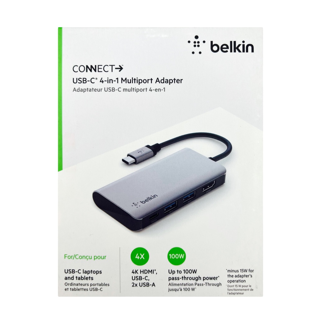 [Chính hãng] Hub chuyển Belkin USB-C 4 in 1 Multiport Adapter 60W 100W | Shopee Việt Nam