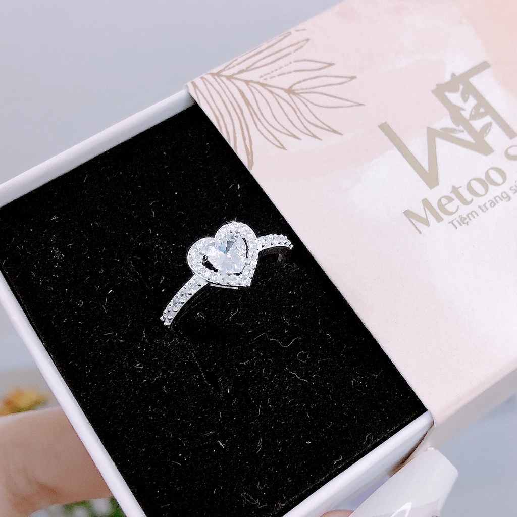 Nhẫn Pandora Trái Tim Nhẫn Bạc S925 Hình Ổ Đá Trái Tim - Metoo Silver | Shopee Việt Nam