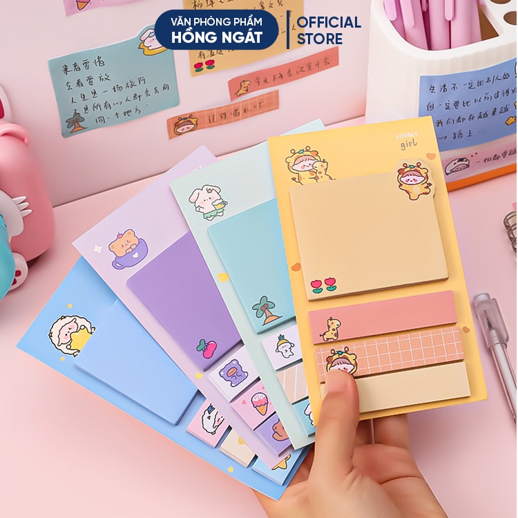 Giấy note cute hoạt hình, giấy ghi chú dễ thương nhỏ gọn nhiều màu 80 ...