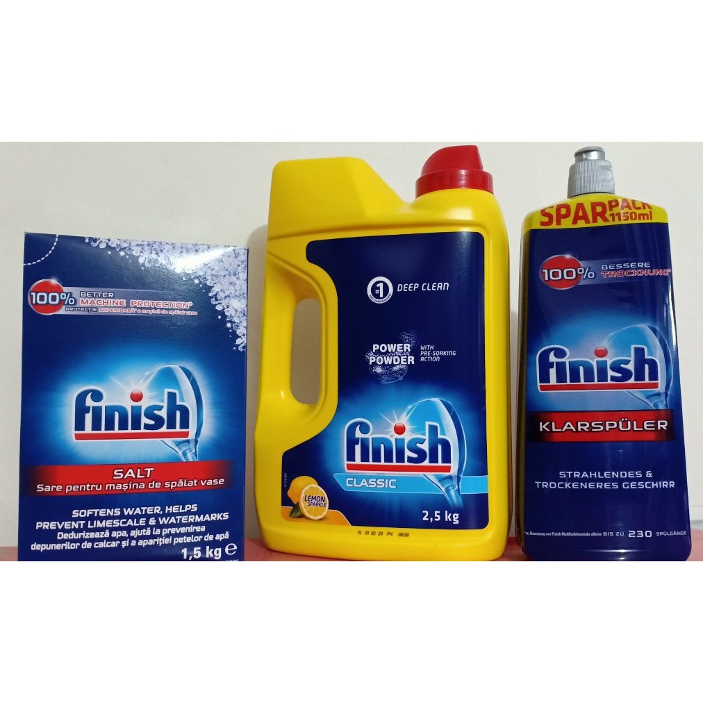 Combo Bột rửa bát Finish 2,5kg + bóng finish 800ml + muối Finish 1.2kg ...