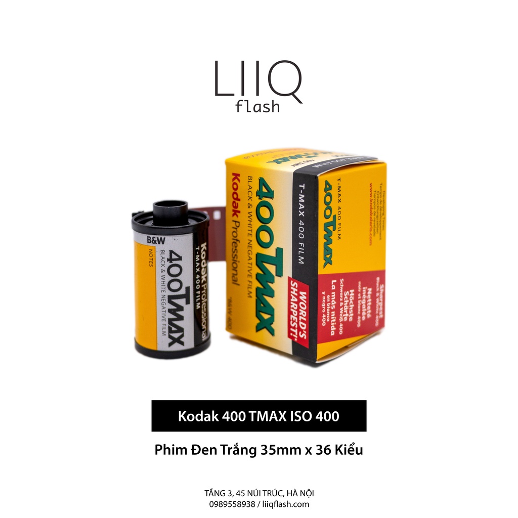 Phim Kodak 400 TMAX ISO 400, Đen Trắng B&W, 135/35mm x 36 Kiểu, In Date ...