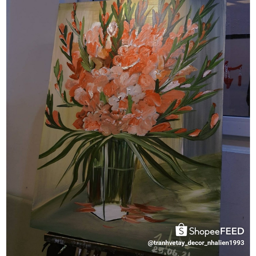 Tranh vẽ tay Lọ hoa Layon đỏ Vintage | Shopee Việt Nam