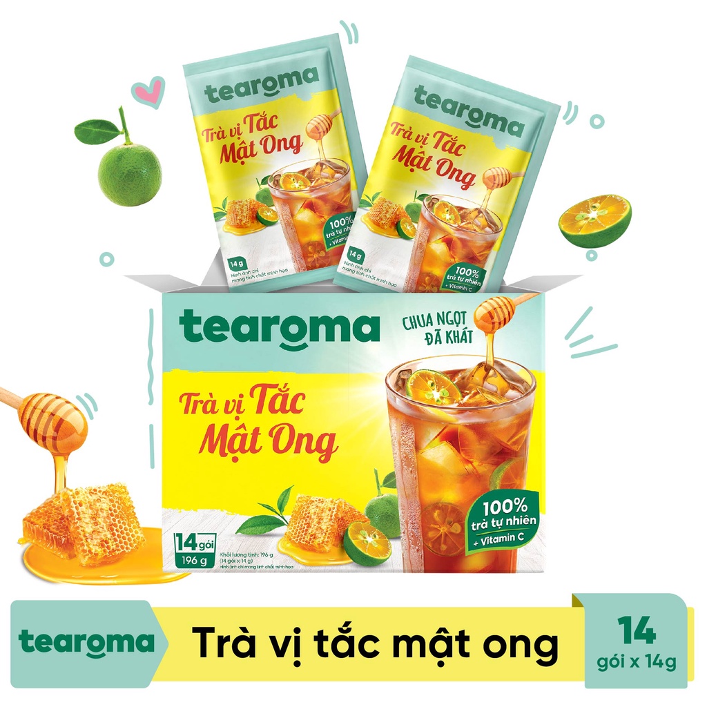 Trà Tearoma hòa tan vị Tắc mật ong hộp 196g (14 gói x 14g) | Shopee Việt Nam