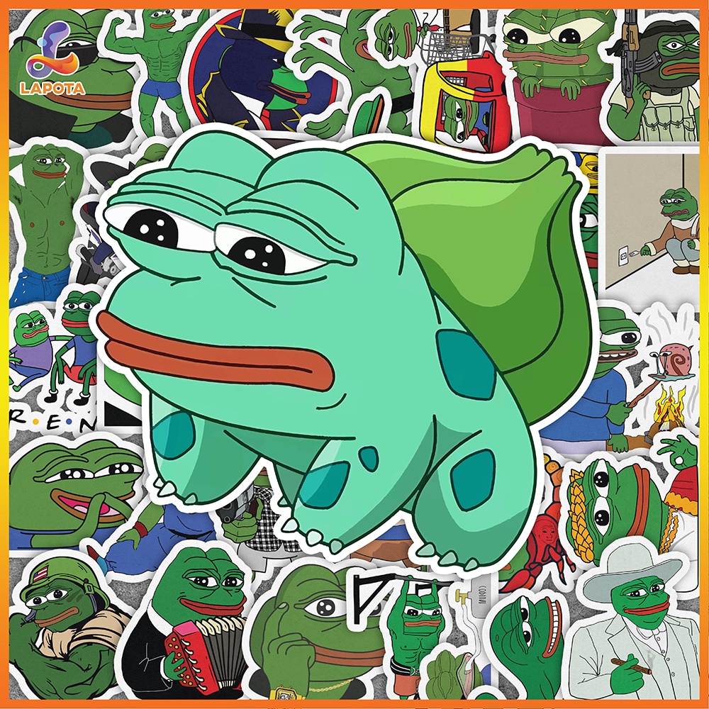 Set 50 cái Sticker Ếch Xanh Pepe chống nước, Hình dán ếch Pepe meme ...