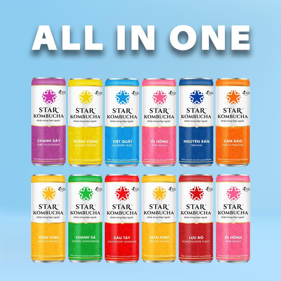Trà STAR KOMBUCHA All-in-one (250ml/lon) - Trà lên men vi sinh chứa ...