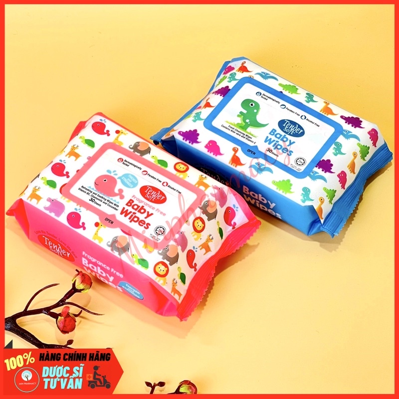 Khăn giấy ướt em bé TENDER SOFT Baby Wipes Không cồn Không paraben ...