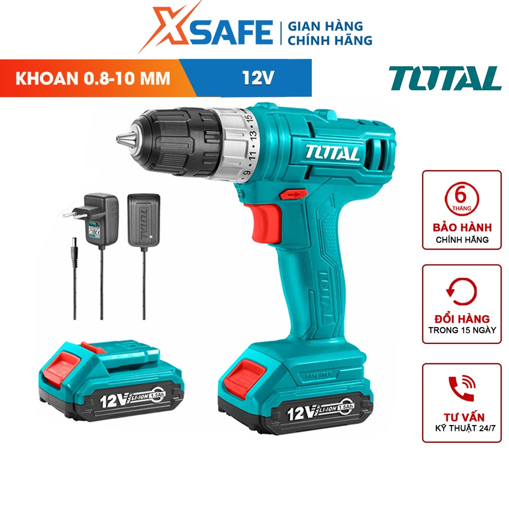 Máy khoan vặn vít dùng pin TOTAL TDLI1211 12V tốc độ không tải 0-600 ...