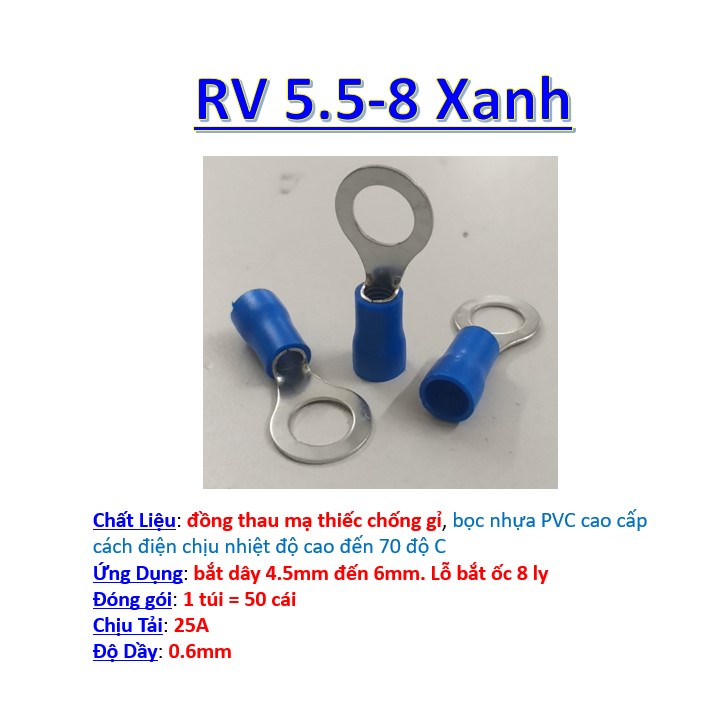 Đầu cos tròn bằng đồng, đầu cốt bấm dây điện 2.5 - 4 - 6mm, cosse (cót) đấu ắc quy xe đạp điện ...