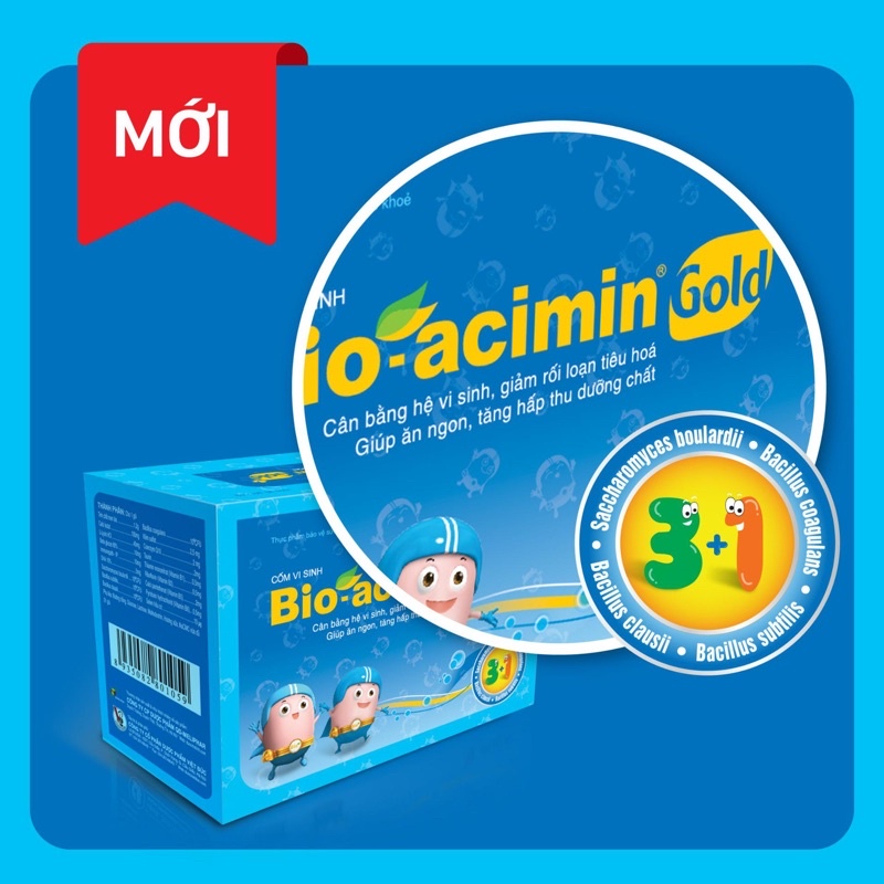 Cốm Vi Sinh Bio-acimin Gold Tiêu hoá khoẻ, trẻ ăn ngon - Hộp 30 gói ...
