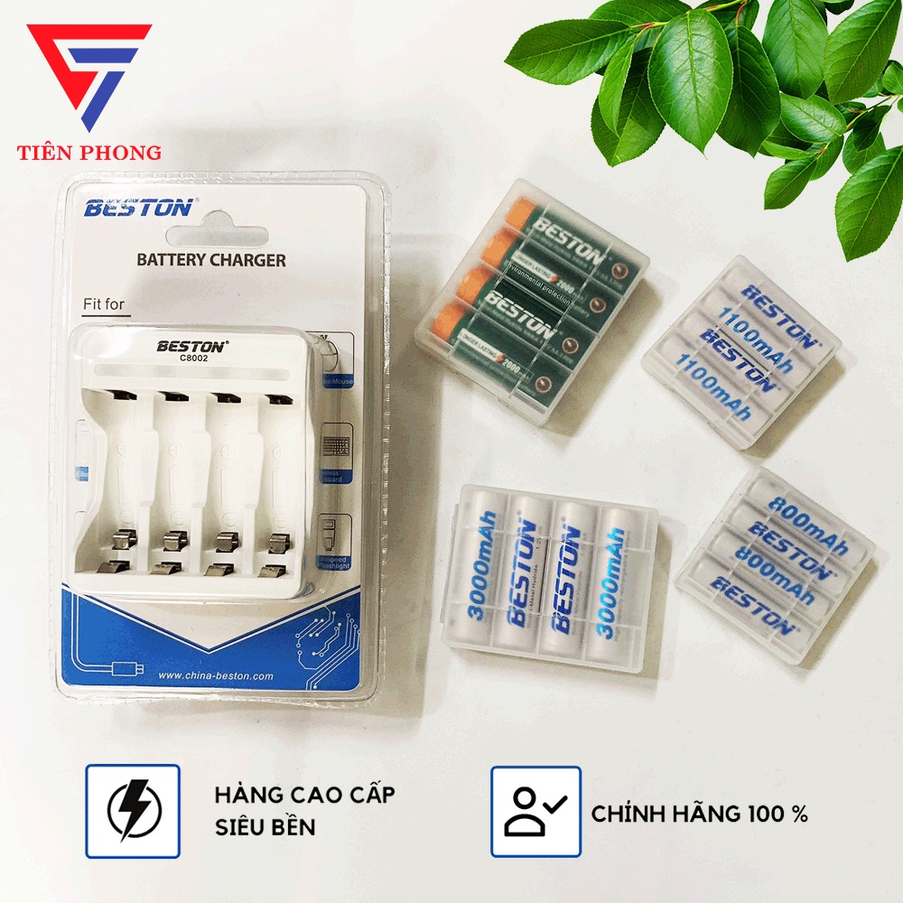 Máy sạc kèm 4 Pin sạc BESTON AA, AAA Sạc pin chính hãng BESTON C9009 ...