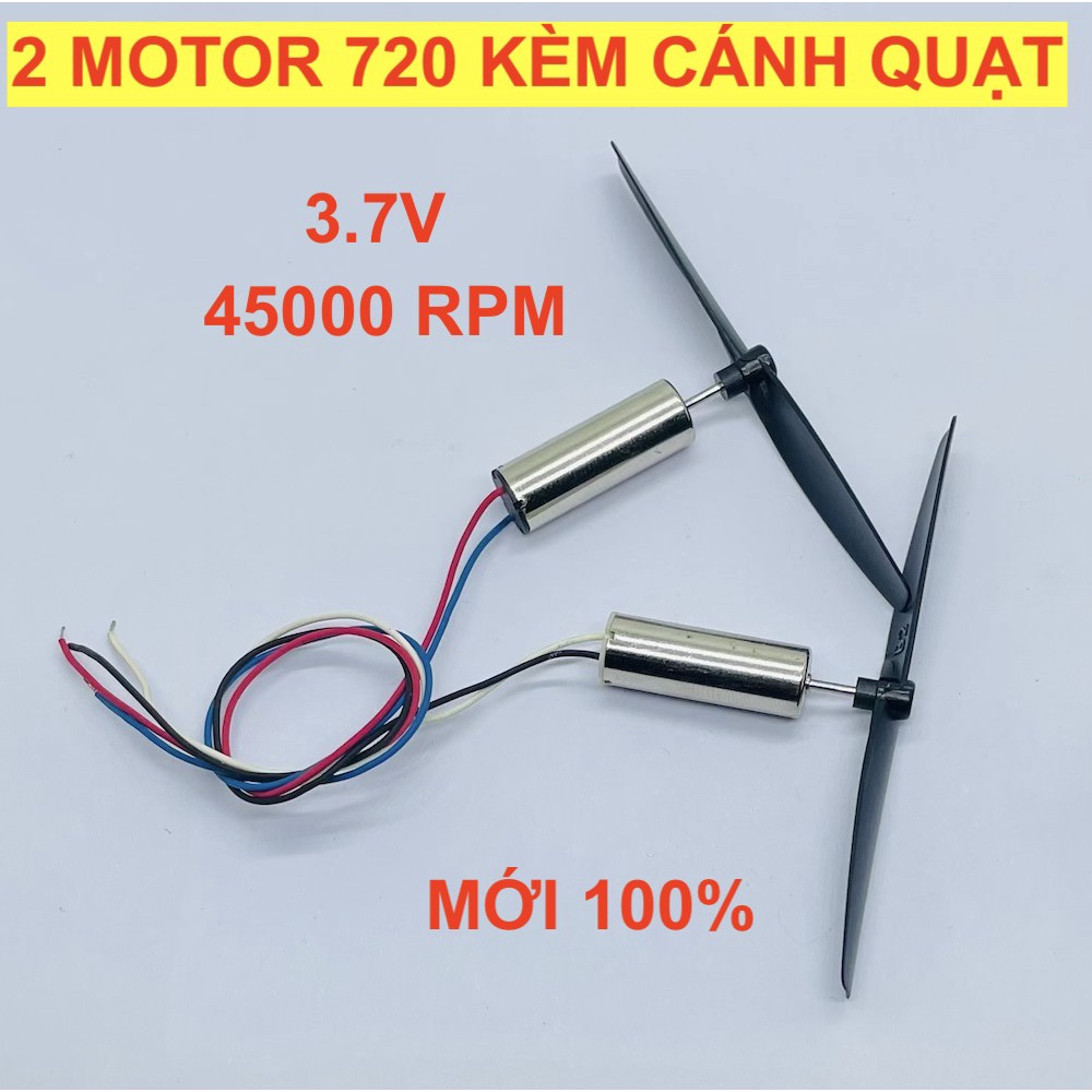 2 motor 720 kèm 2 cánh quạt 60mm motor máy bay mini mới 3.7V tốc độ ...