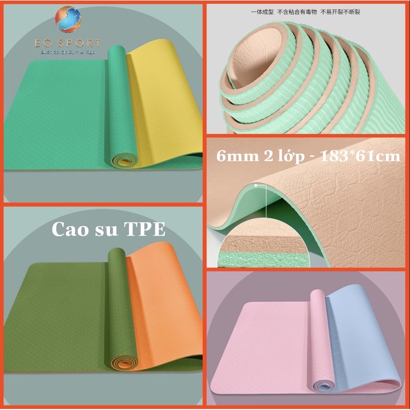 Thảm YOGA Cao Su TPE 6mm 2 Lớp, 183*61cm, bám sàn, chống nước, dễ lau chùi, độ bền cao | Shopee ...