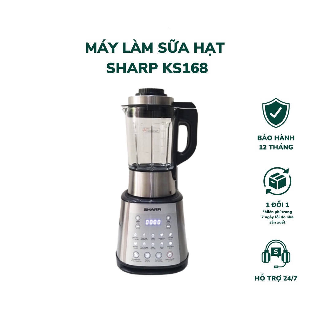 Máy Làm Sữa Hạt Máy Nấu Sữa Hạt Sharp ks-168 xuất xứ THÁI LAN, Bảo hành 12 tháng, Lập trình sẵn ...