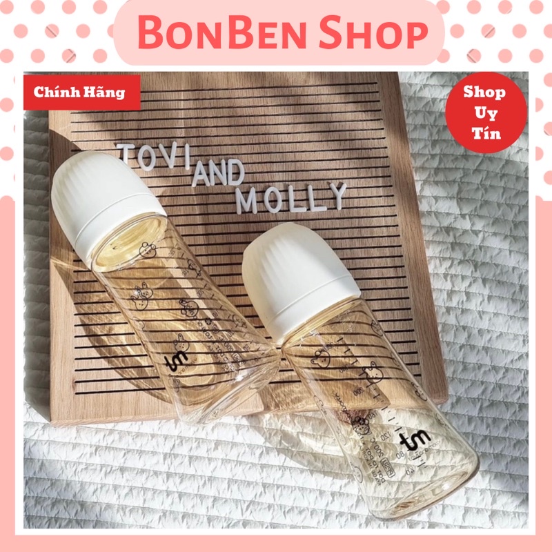 Bình sữa Tovi and Molly thỏ, bình sữa Thỏ nội địa Hàn 180ml/280ml tuỳ chọn núm, Hàng chính hãng ...