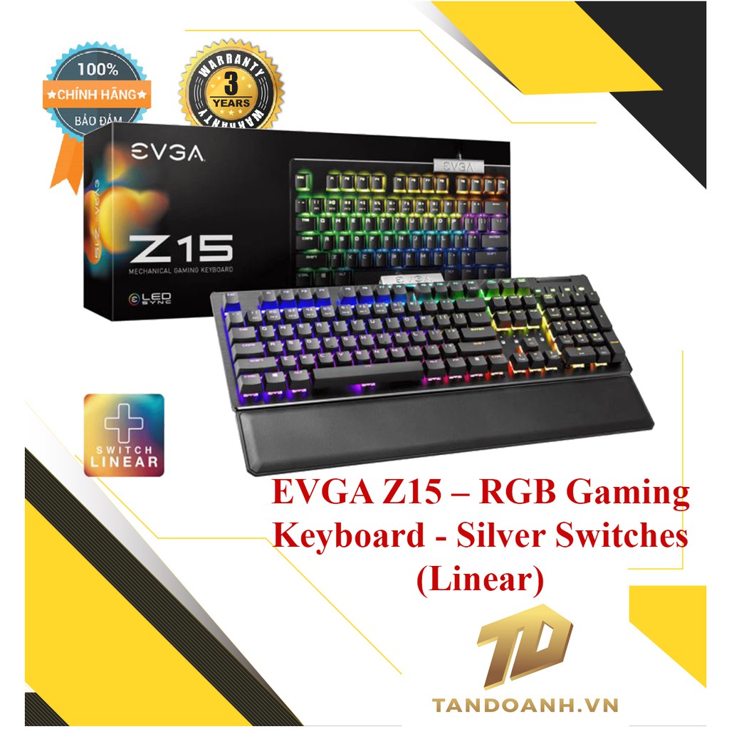Bàn phím Gaming EVGA Z15 – RGB Gaming Keyboard – Speed Silver Switches ...