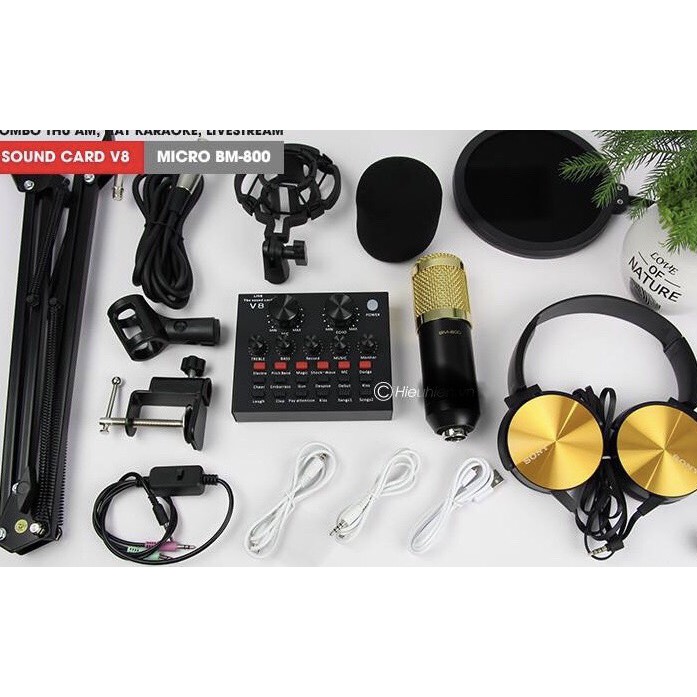 Full bộ Bm900 sound card V8 kèm tai ốp | Shopee Việt Nam