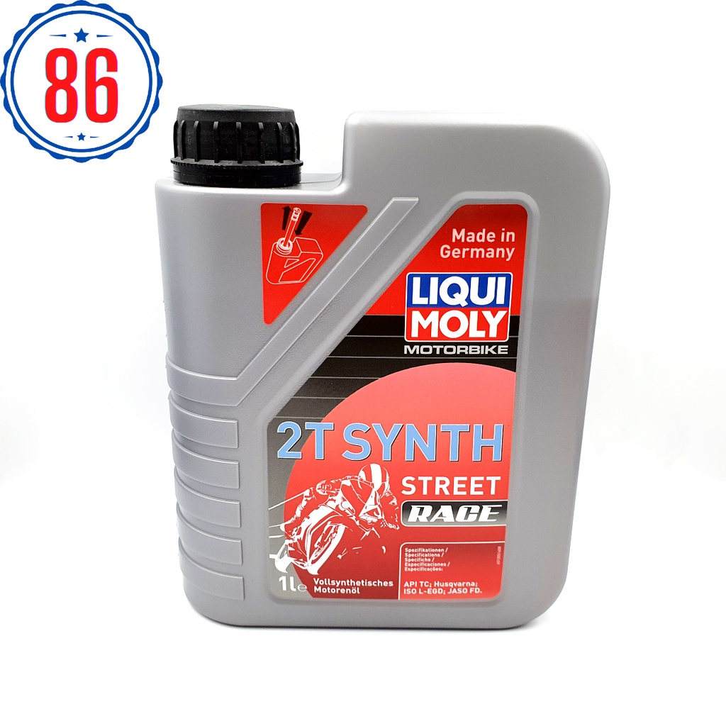 Nhớt 2T tổng hợp pha xăng cao cấp dành cho xe 2 thì Liqui Moly 2T SYNTH STREET RACE 1L JASO FD ...