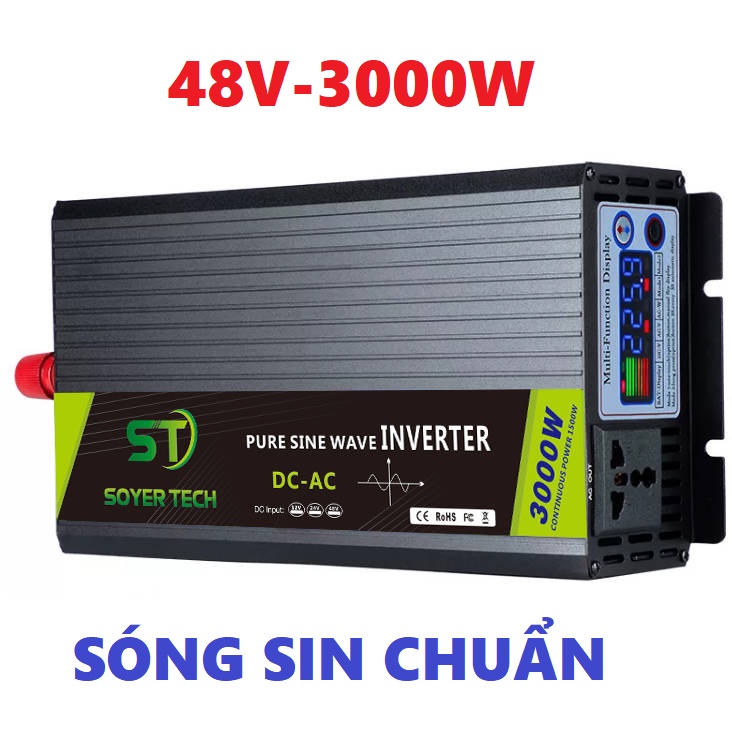 Bộ chuyển đổi điện Sóng Sin Chuẩn 48V-3000W-ST-3000W-SOYER TECH Màng Hình LCD | Shopee Việt Nam