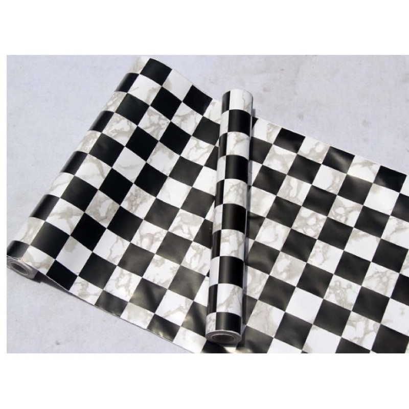 giấy dán tường ️FREESHIP ️giấy dán tường caro đen trắng khổ 45cm-decal ...