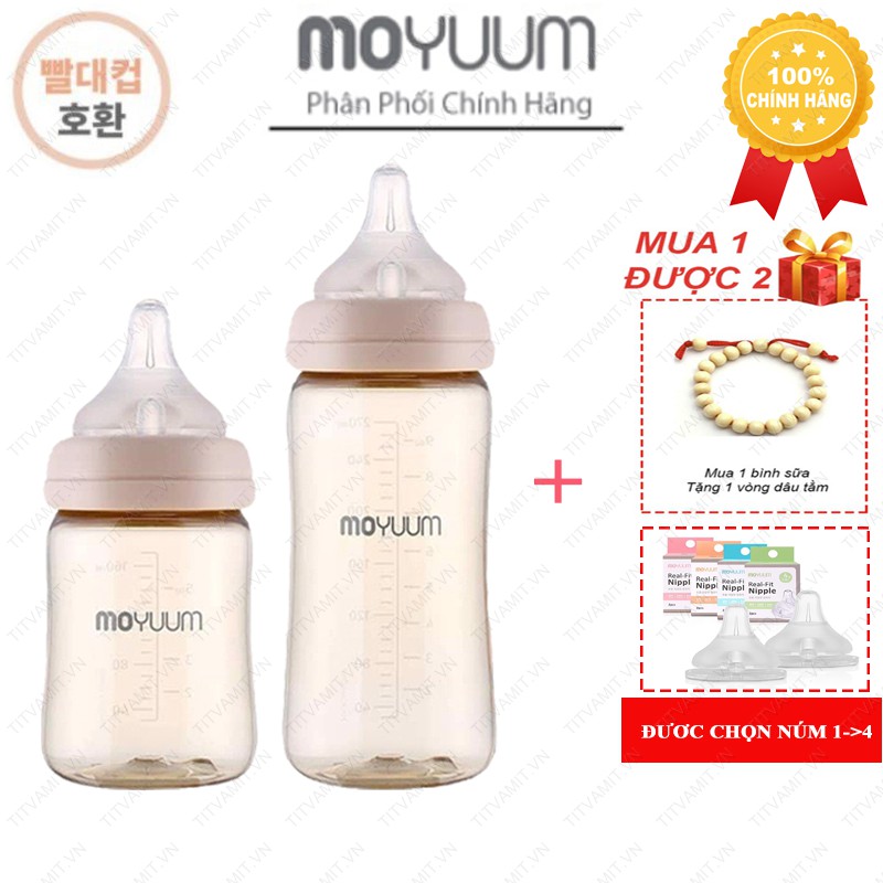 [TẶNG VÒNG DÂU + CHỌN NÚM] Bình sữa Moyuum 170ml, 270ml HÀN QUỐC CHÍNH HÃNG | Shopee Việt Nam