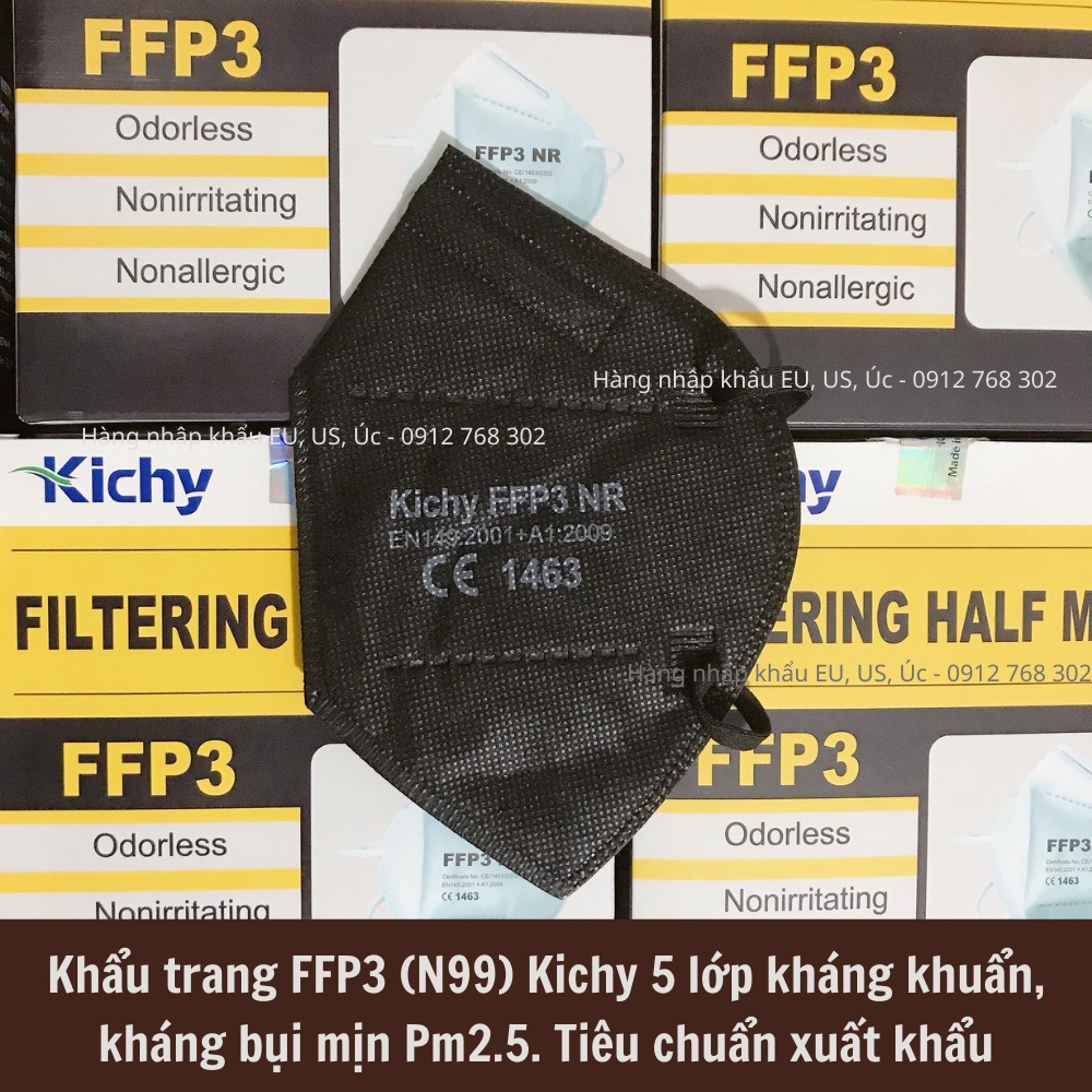 Khẩu trang y tế Kichy FFP3 (tương đương N99) 5 lớp kháng khuẩn, tiêu chuẩn xuất khẩu châu Âu ...