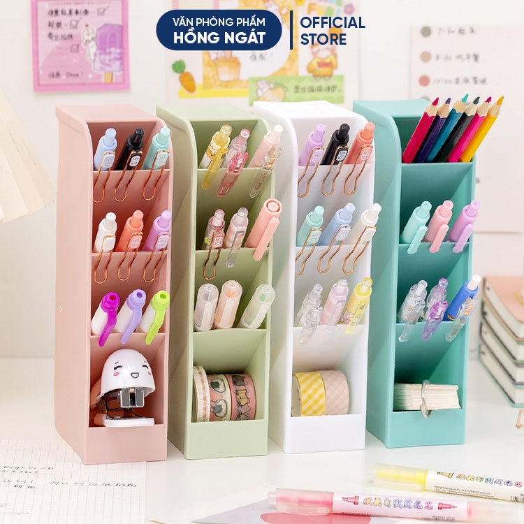 Ống đựng bút để bàn 4 ngăn, hộp đựng bút 4 tầng cute đa năng giá rẻ đồ ...