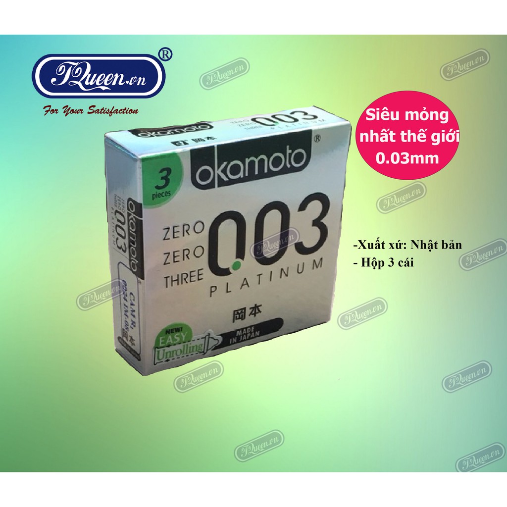 Bao cao su Okamoto 003 Platinum Siêu mỏng Co giãn tốt 52mm | Shopee ...