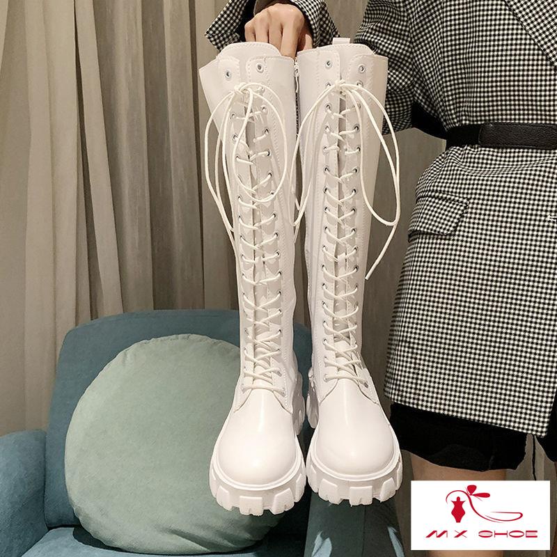 M & X ~ [Hàng Có Sẵn] Giày Bốt Martin Dài Qua Gối Mỏng Có Dây Kéo Bên ...