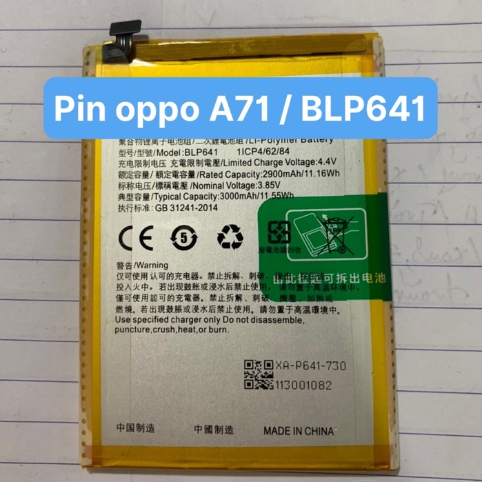 Pin oppo A71 / BLP 641 / 3000mAh / Zin hãng - có bảo hành | Shopee Việt Nam