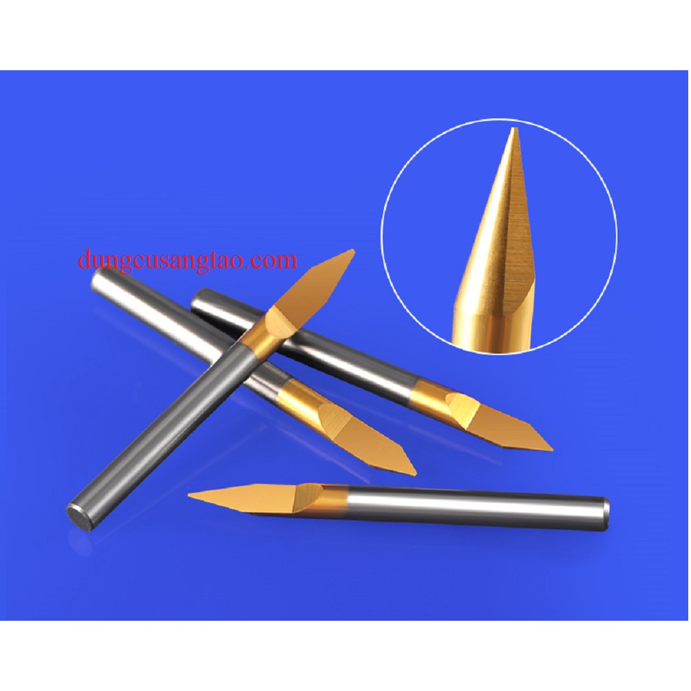 Dao V3 thép vonfram phủ titan cán 3.17mm chuyên khắc sắt, thép không rì và kim loại mềm khác ...