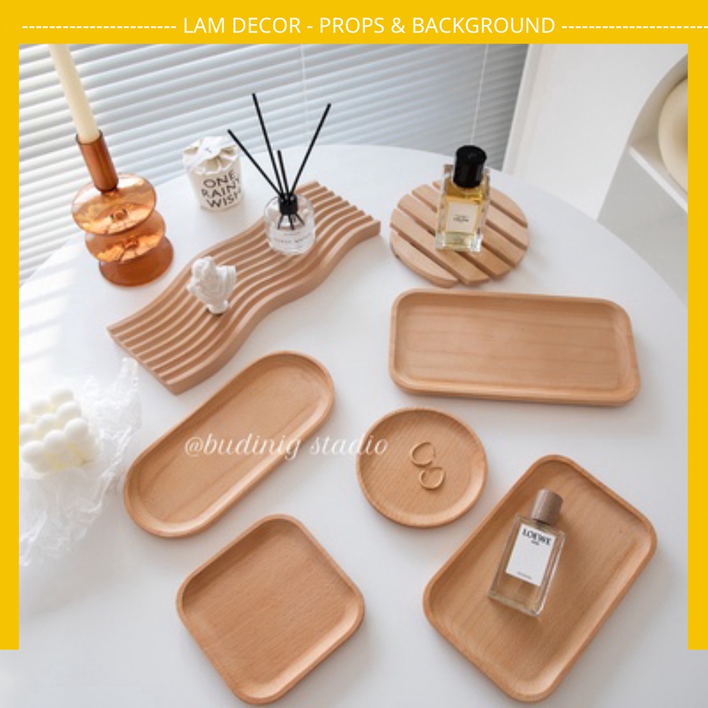 Khay gỗ decor, khay gỗ đựng đồ ăn, đĩa gỗ chụp ảnh decor tiện dụng ( Gỗ ...