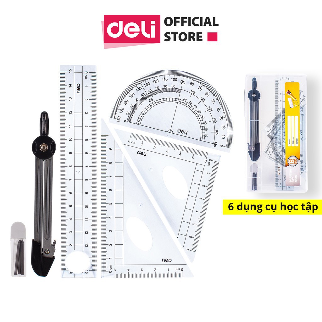 Bộ 6 món thước kẻ, comba - Deli E9609 | Shopee Việt Nam