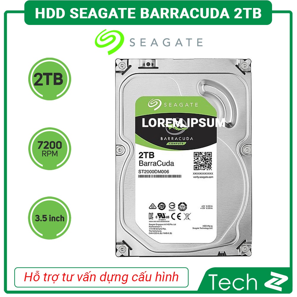 Ổ cứng HDD Seagate Barracuda 2TB 3.5 inch 7200RPM, SATA, 256MB Cache | Shopee Việt Nam