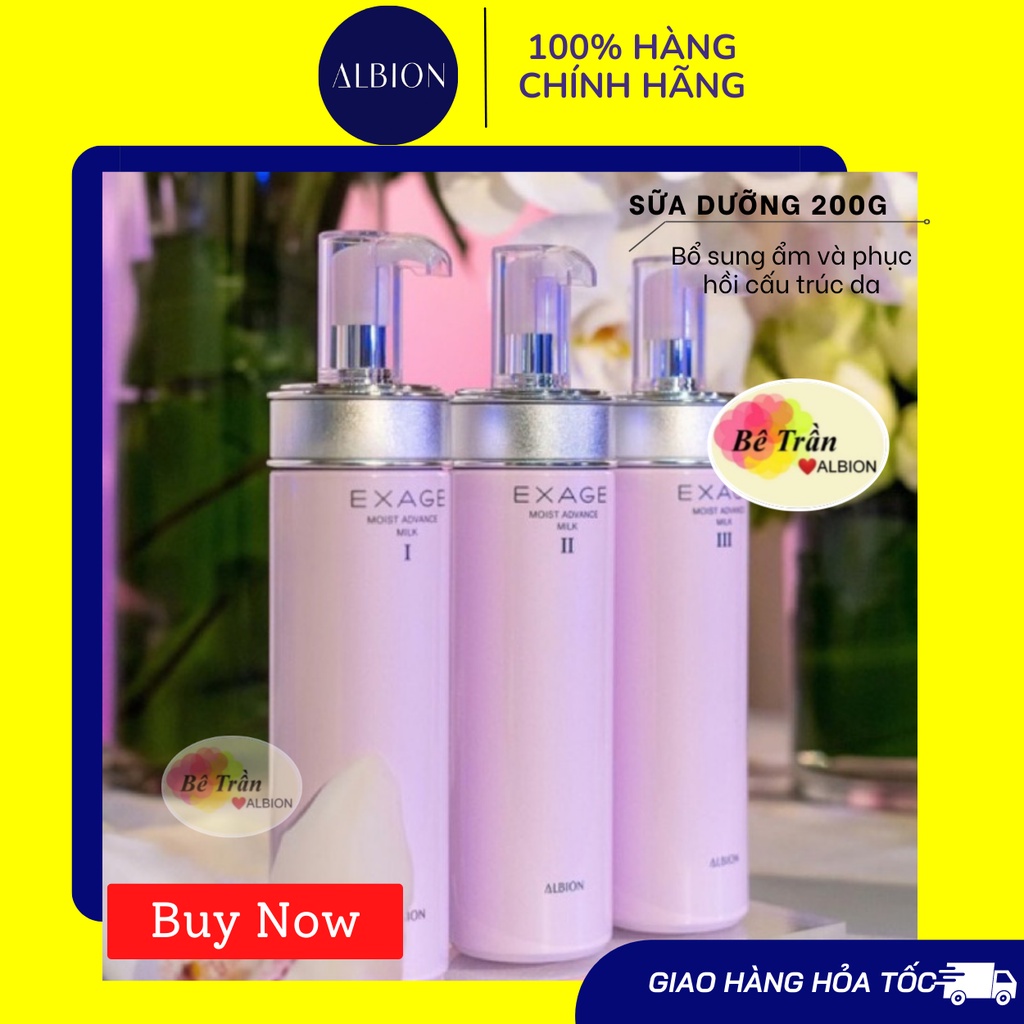 [Albion] Sữa dưỡng ẩm chuyên sâu Milk Exage Moist Advance I, II, III 200g (Auth 100%, kèm bill ...