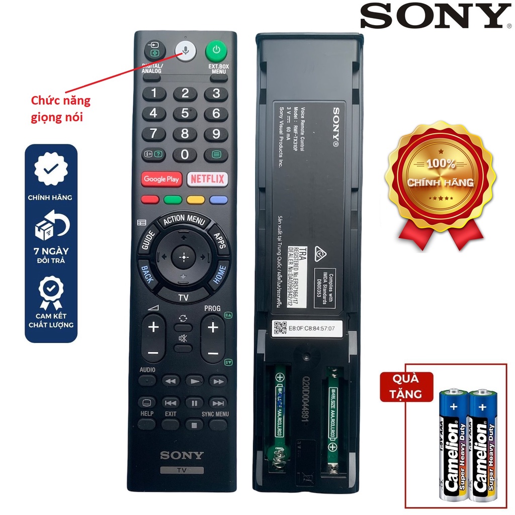 Điều khiển tivi Sony giọng nói chính hãng RMF-TX310P [ BH đổi mới ] dùng chung RMF-TX300P TX200P ...
