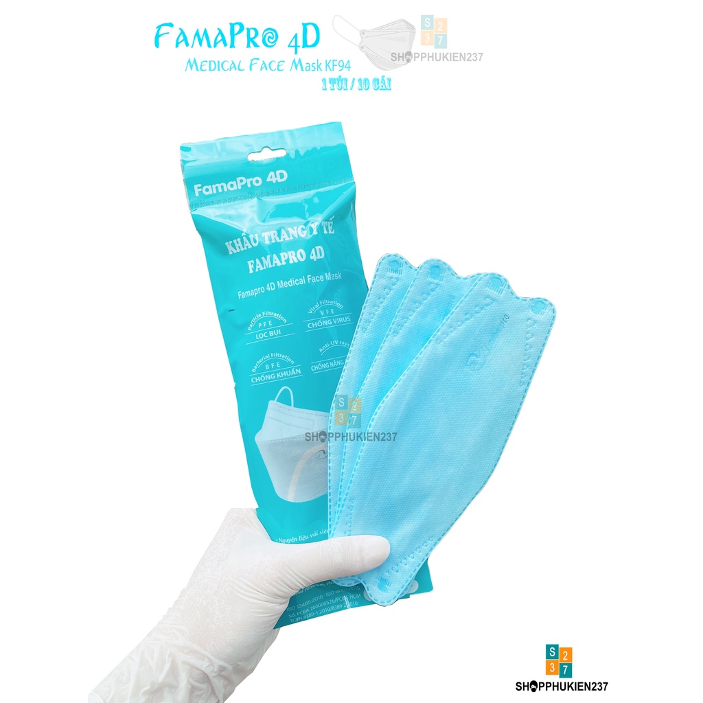 Khẩu trang 5D Màu Trắng Famapro thuộc công ty Nam Anh hộp 10 chiếc dày ...
