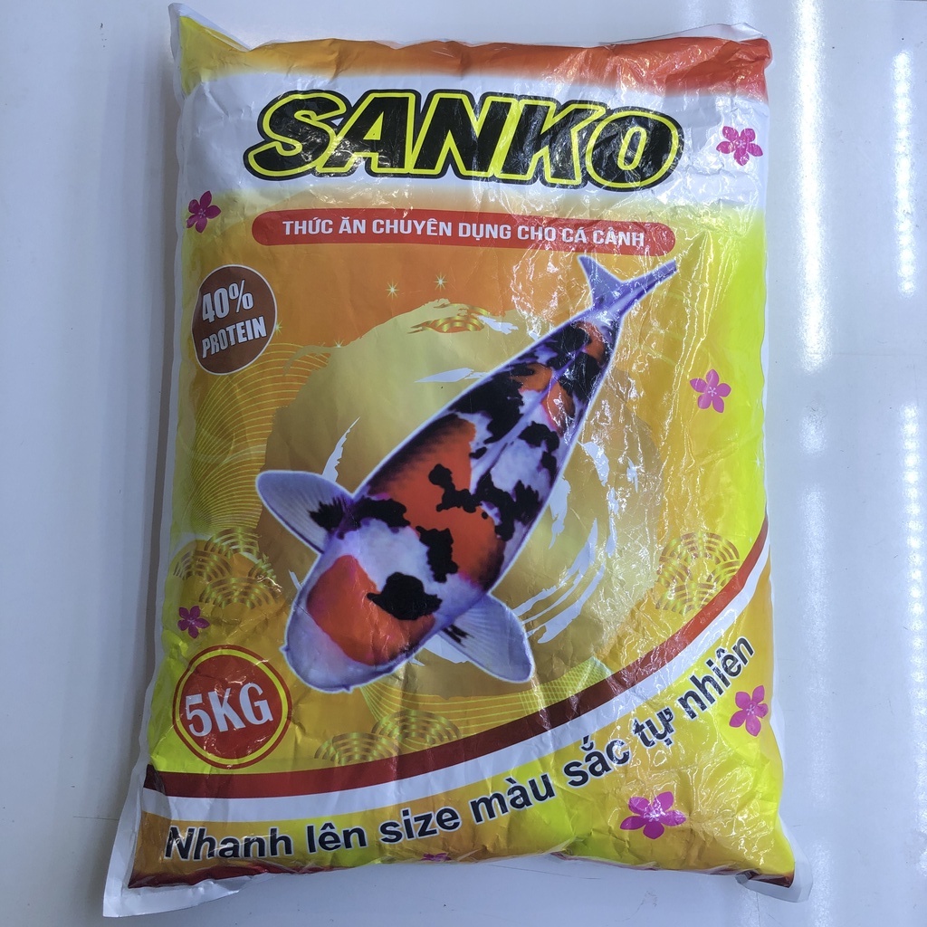Cám cá cảnh cao cấp Sanko 40% protein thùng 5kg giàu dinh dưỡng giúp tăng trọng cho cá koi ...