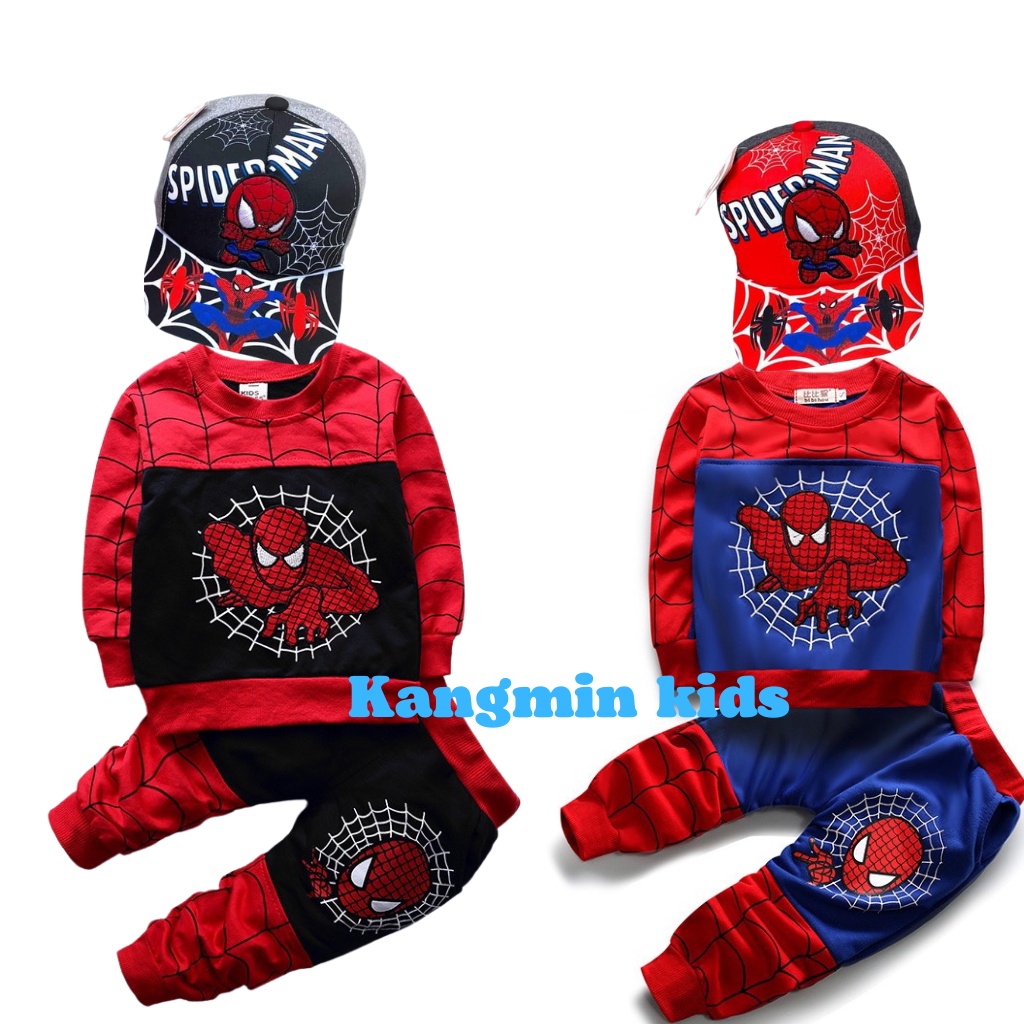 Bộ nỉ cho bé trai Mã SN12, Bộ dài tay bé trai in hình siêu nhân nhện ...