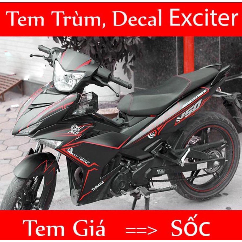 Tem trùm exciter 150 đen chỉ đỏ, độ team decal xe ex dán đời 2015-2020 ...