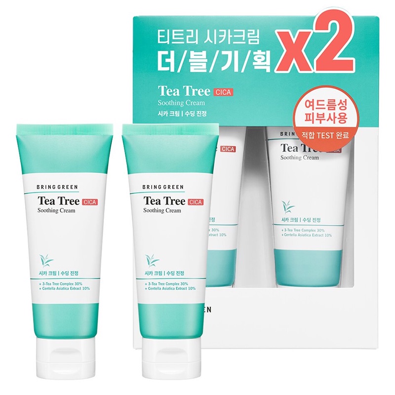 Bring Green Tea Tree Cica Soothing Cream 100ml 2-for-1 Set K beauty ...