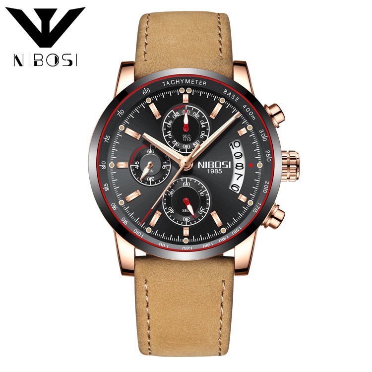 Đồng Hồ Nam NIBOSI 2327 6 Kim 6 Máy, Dây Da Sang Trọng, Lich Lãm - Chống Nước Chống Xước - Chính ...