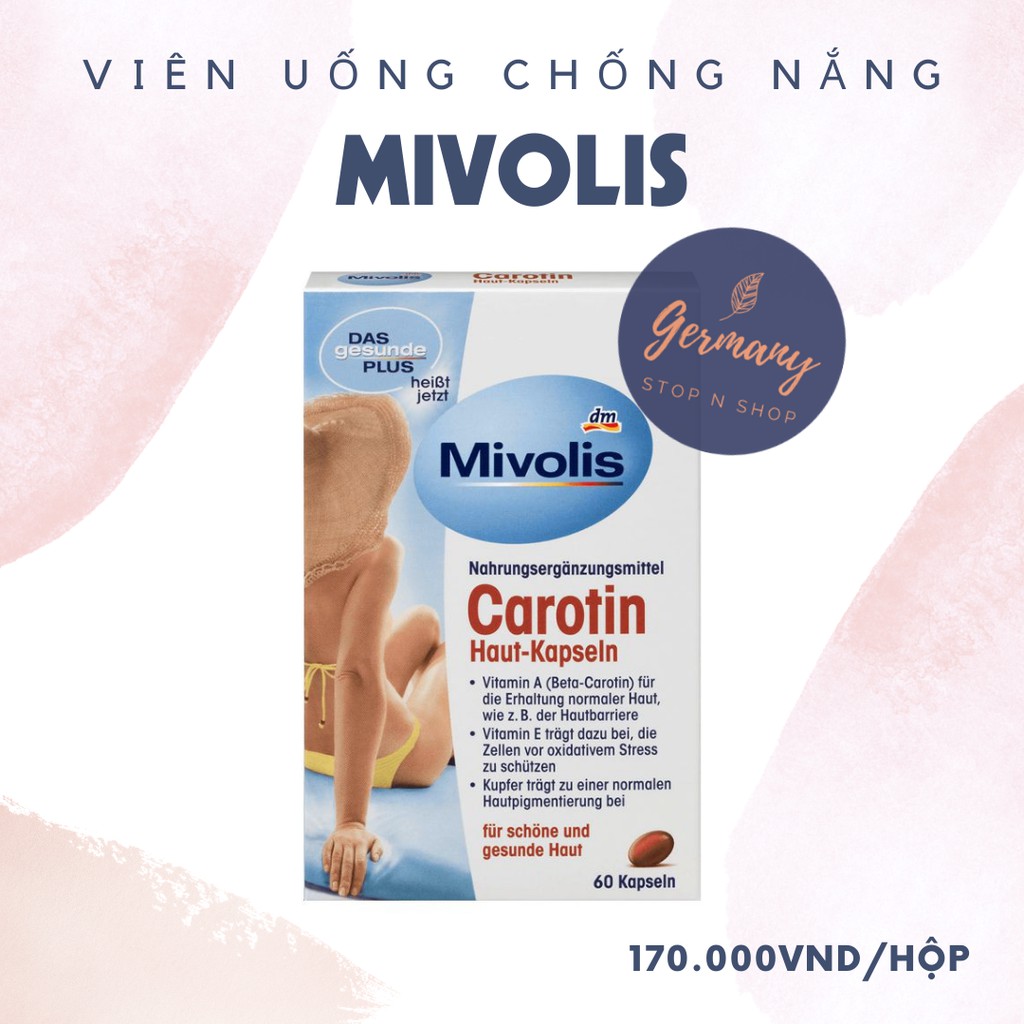 Viên uống chống nắng Mivolis 60v, Hàng Đức, 1 hộp dùng được đến 2 tháng ...