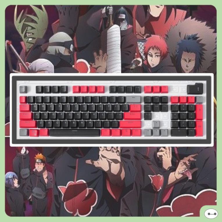 SET KEYCAP NHỰA PBT XUYÊN LED 104 PHÍM ĐEN ĐỎ XÁM AKATSUKI | Shopee ...