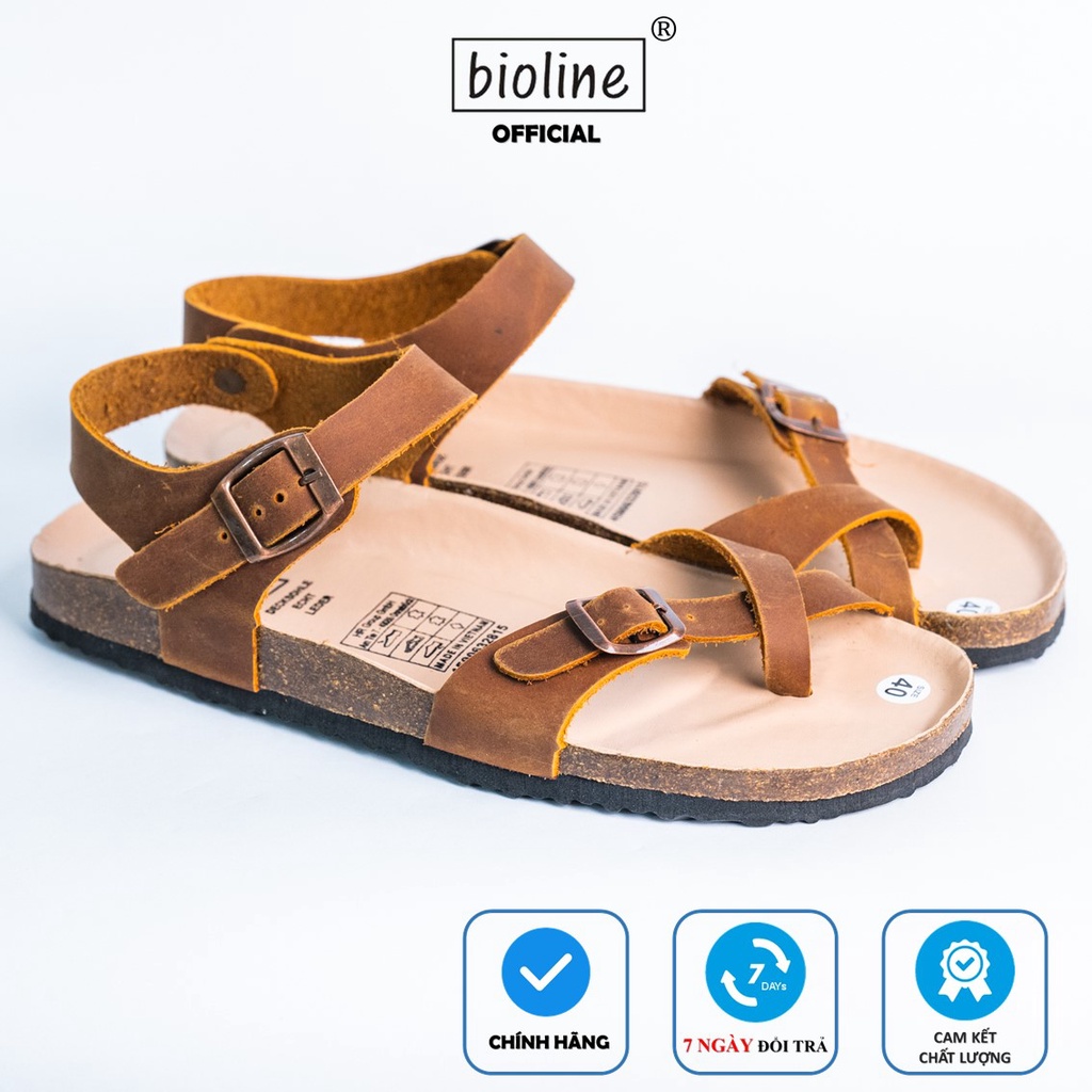 DK14 - Sandal Đế Trấu BIOLINE Official Quai Da Bò Đan Chéo Xỏ Ngón Lót ...