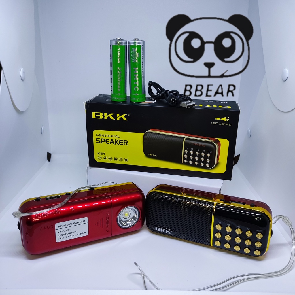 Loa Nghe Nhạc Thẻ Nhớ BKK K51 B851 B851S Có Đèn Pin - 2 Pin, Nghe Thẻ Nhớ, USB, FM Radio, Có ...