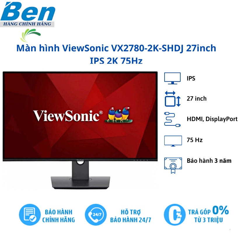 Màn hình máy tính ViewSonic VX2780-2K-SHDJ/ 27 inch QHD IPS/ 75Hz/ 3Yrs ...