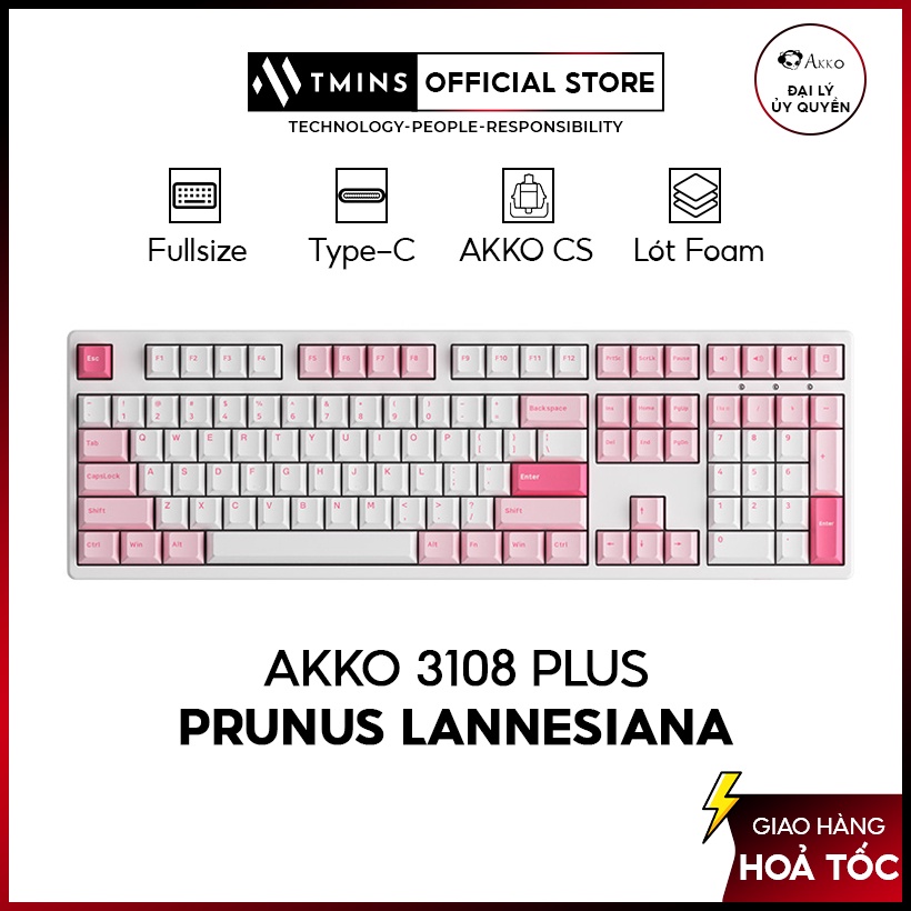 Bàn phím cơ AKKO 3108 Plus Prunus Lannesiana (Foam tiêu âm / AKKO CS switch) | Shopee Việt Nam
