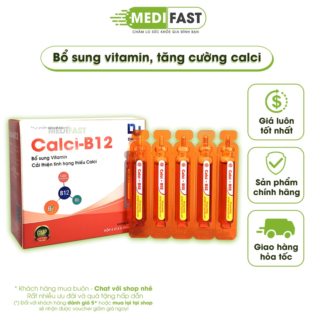 Bổ sung vitamin - Cải thiện tình trạng thiếu calci - Calci B12 hộp 20 ống 10ml | Shopee Việt Nam