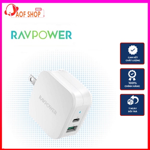 Củ sạc RAVPower 18w RP-PC113 - PD - QC 3.0 - Chính hãng, bảo hành 12 tháng | Shopee Việt Nam